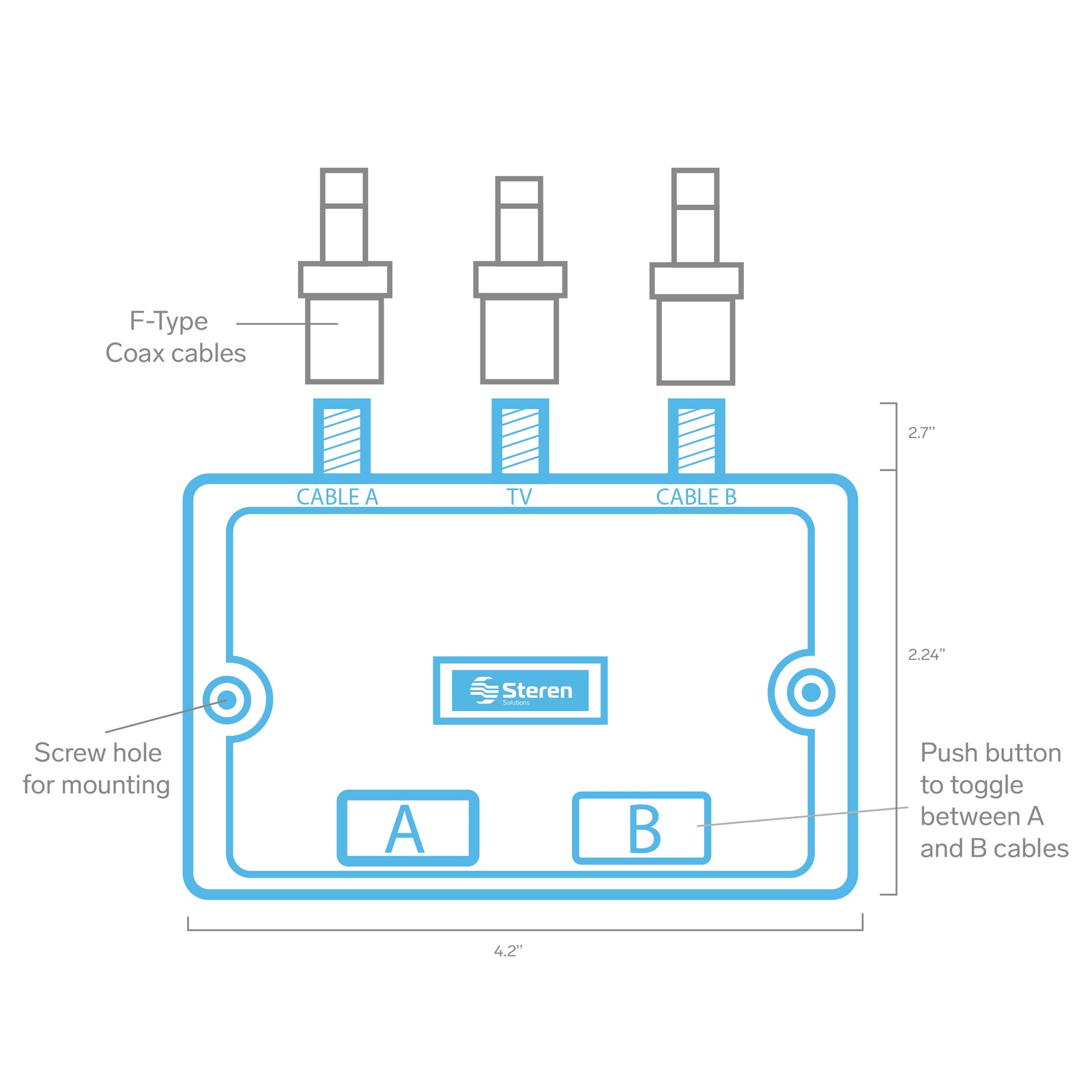 STEREN 2-Way Coaxial A/B Push-Button Switch - [200-315] – Steren Solutions